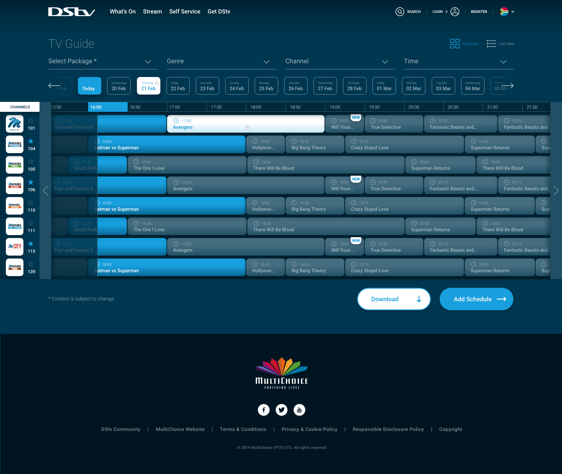 Manage your TV Guide Schedules